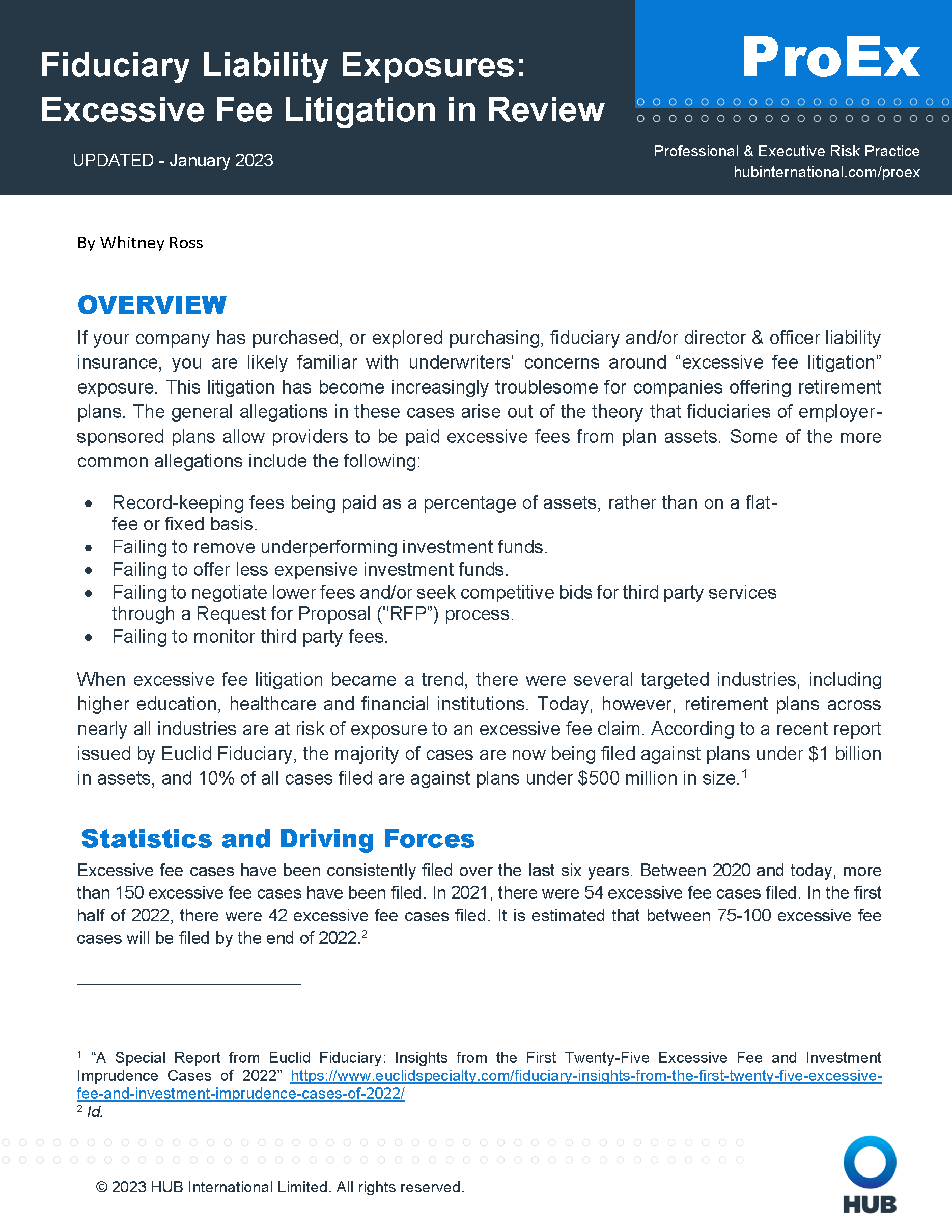 Excessive Fee Litigation | HUB International