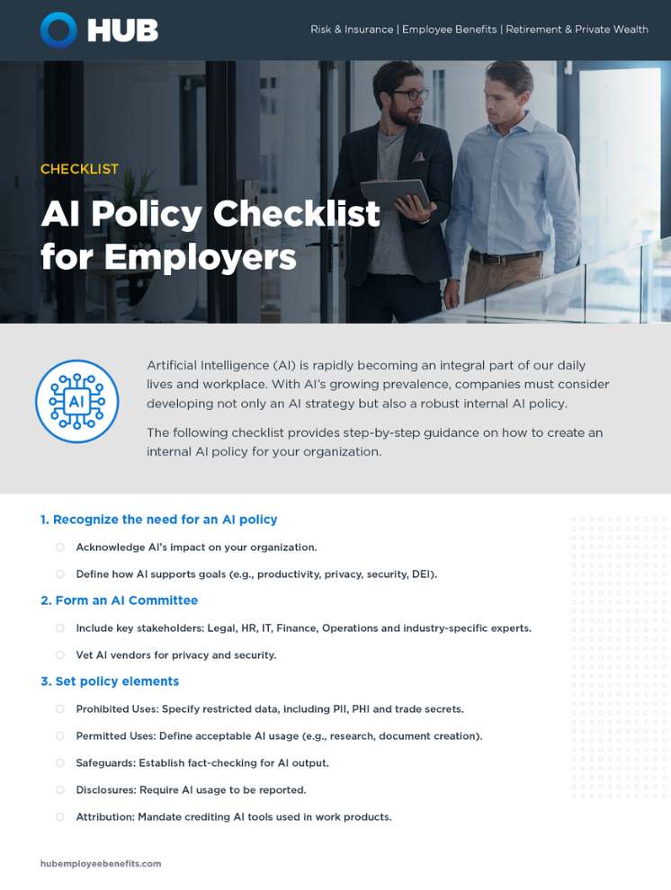 AI Policy Checklist for Employers | HUB International