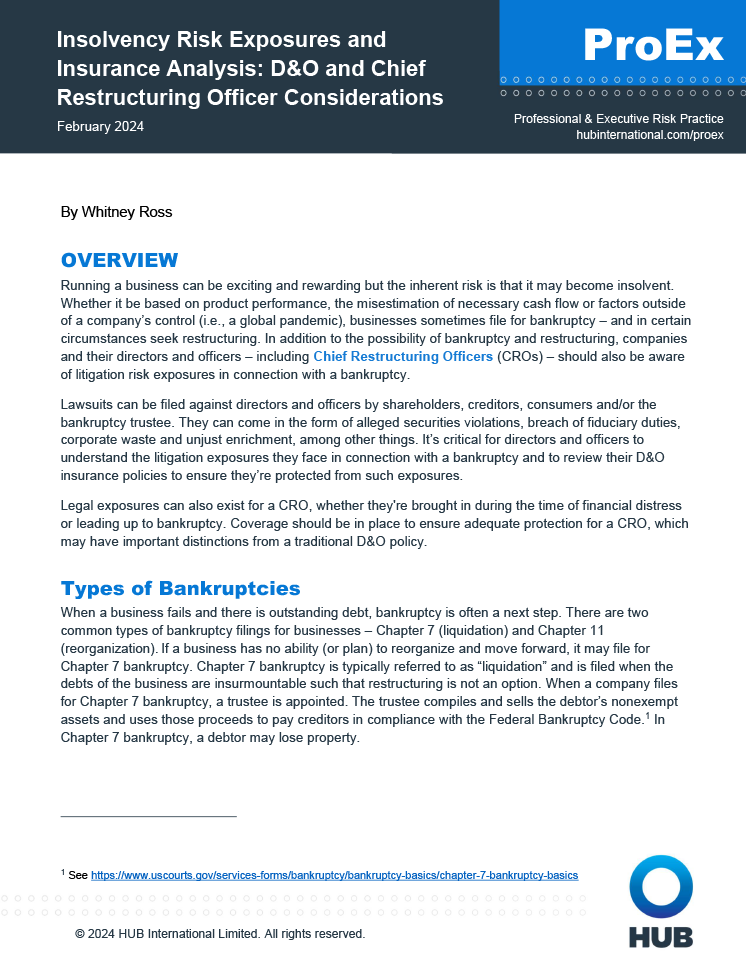 Preparing for Bankruptcy Risks | HUB International