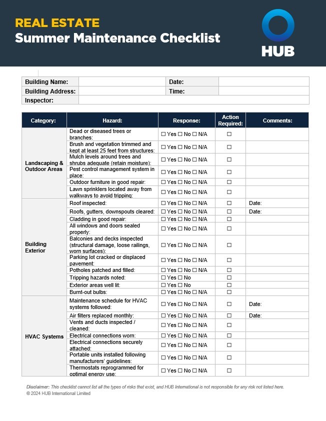 Summer Maintenance Checklist | HUB International