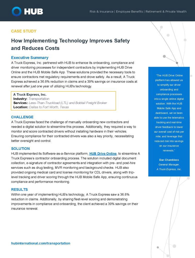 Transportation Case Study: How Implementing Technology Improves Safety ...