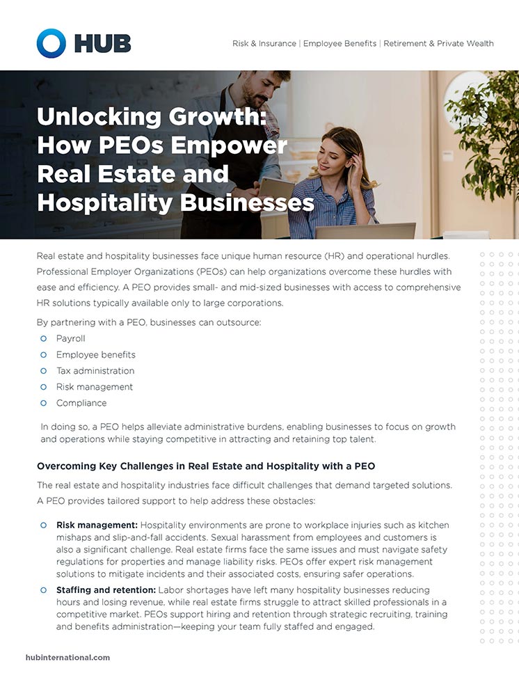 How PEOs Empower Real Estate & Hospitality Businesses | HUB International