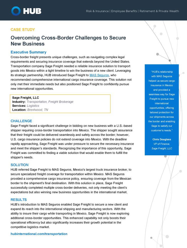 Transportation Case Study: Overcoming Cross-Border Challenges | HUB ...